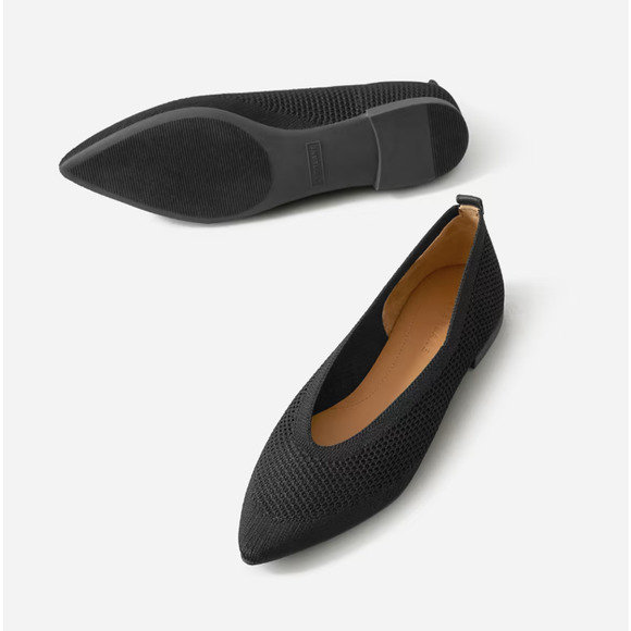 Everlane | Shoes | Everlane Black Reknit 4 Hour Pointed Toe Flats Size ...